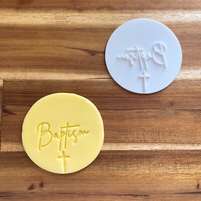 Baptism Christening Circle Cookie Stamp Fondant Embosser No Cutter | eBay