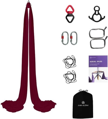 11 Yards Aerial Silks Kit - Durable Ariel with Hardware, Swivel & Plum ...