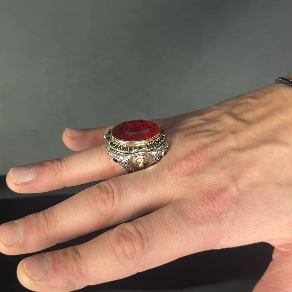 925 Silver Ruby Stone Solomon Signet Ring, Leon Figured Ruby Ring | eBay