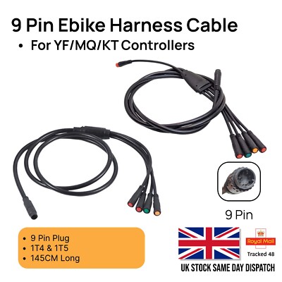 9 Pin EBike 1T4 1T5 Extension Cable Juliet Display Connector Waterproof ...