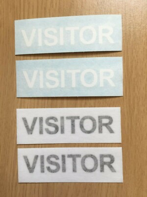 Visitor Hard Hat Helmet Vinyl Sticker Decals x2 @ 62mmx12mm Black ...