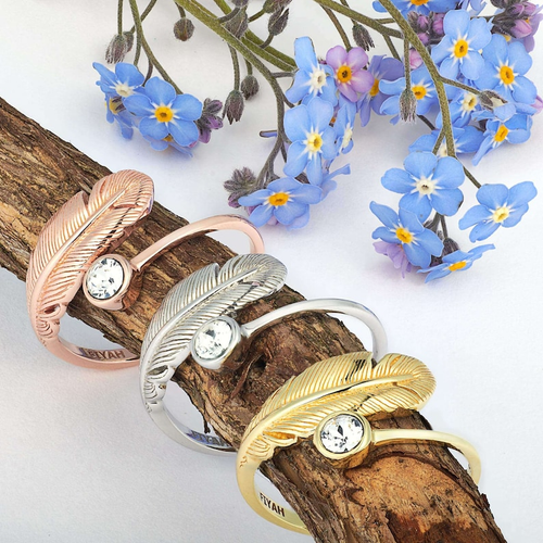 Open Bypass Leaf Design Ring Round Cut Lab-Created Moissanite Gold ...