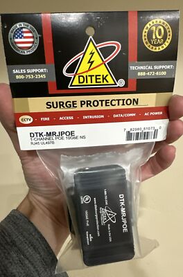 DITEK Surge/Lightning Protection DTK-MRJPOE 1-Channel PoE 10GbE NS RJ45 ...