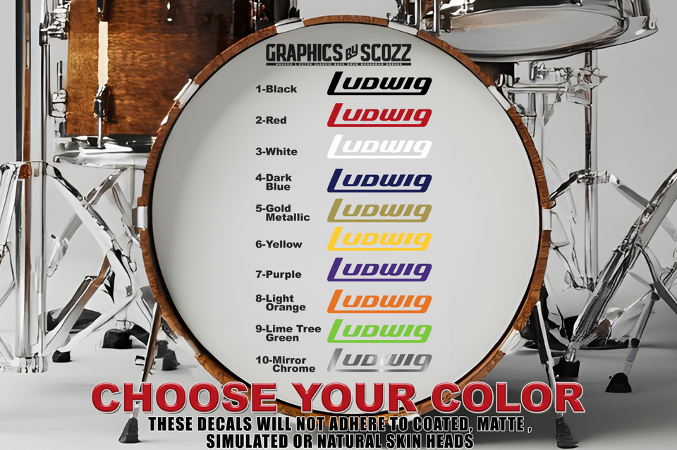 Ludwig Logo Bass Drum Decal Sticker available in multiple colors BOGO ...