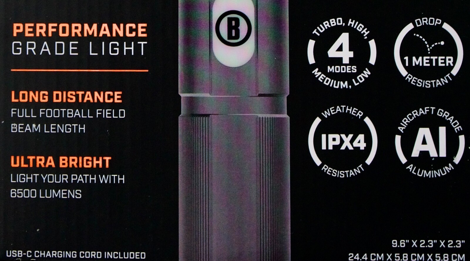 Bushnell 6500 LUMEN Rechargeable Flashlight, Aircraft Grade Body, 4 ...