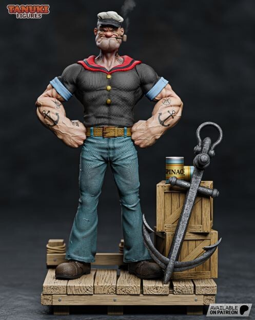 Popeye The Sailor Man 1/9, 22cm, 12k Resin 3D Print Figure Model Kit | eBay