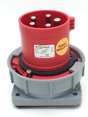ABL Sursum A53S37 Flanged Straight Plug Appliance Inlet 63Amp 6h 5 Pole ...