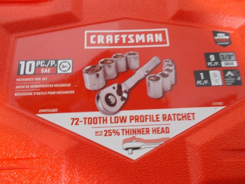 Craftsman Low Profile Ratchet 3/8" Drive & 9pc Socket Set SAE New in ...