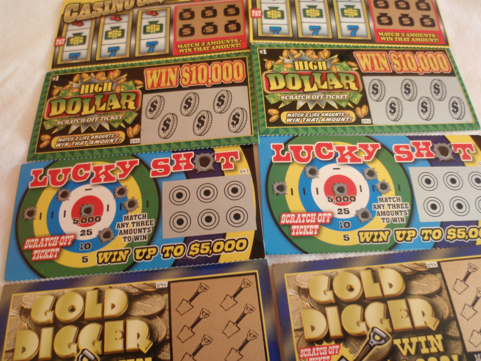 8 PHONY FAKE ALL WINNING WINNER SCRATCH OFF SCRATCHER LOTTERY TICKETS ...