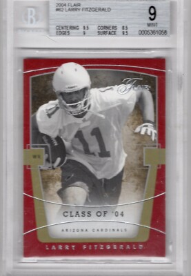 2004 Flair #62 Larry Fitzgerald Rookie SP61/799 Beckett 9 Mint Class of ...
