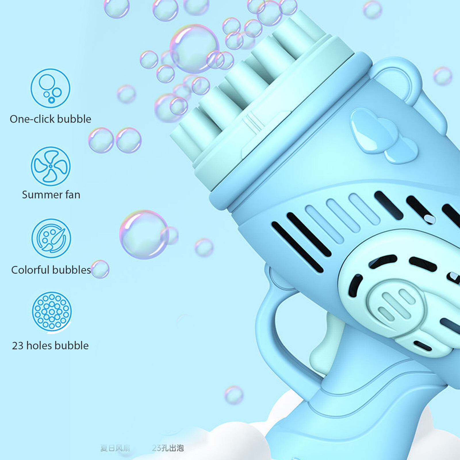 Bubble Machine - 23 Holes Automatic Cool Bubble Maker Toys Fan Combo ...