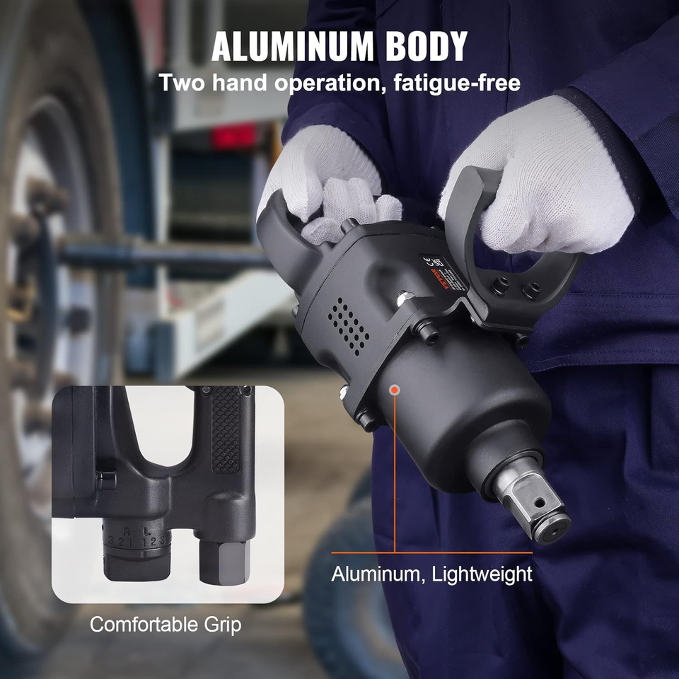 2730 Ft-Lbs Reverse Torque Output 1" Pneumatic Impact Gun Lightweight W ...