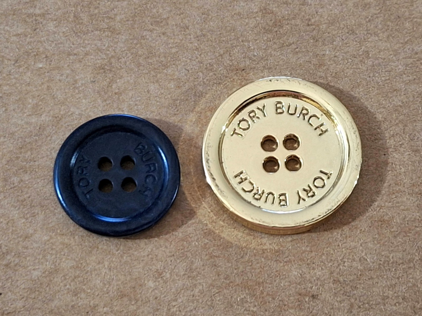 LOT OF 2 TORY BURCH BUTTONS BLACK AND GOLD BUTTONS FOR CLOTHING CRAFTS ...