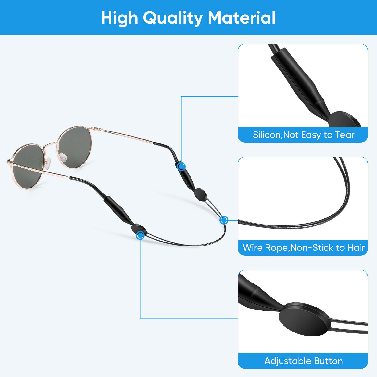 4× Sports Sunglasses Neck Cord Strap Eyeglass Glasses String Lanyard ...
