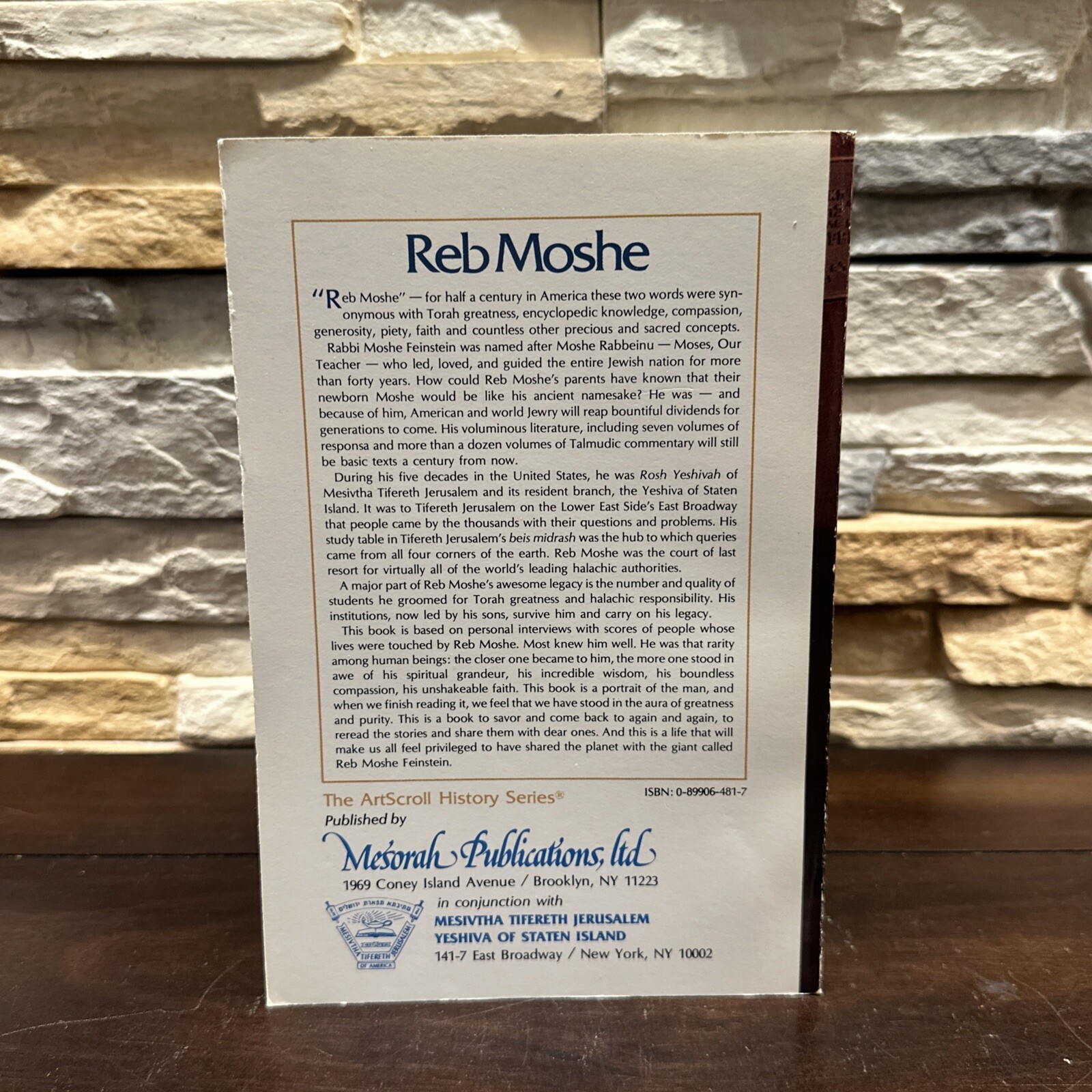 Reb Moshe: The Life And Ideals Of Hagaon Rabbi Moshe Feinstein First ...