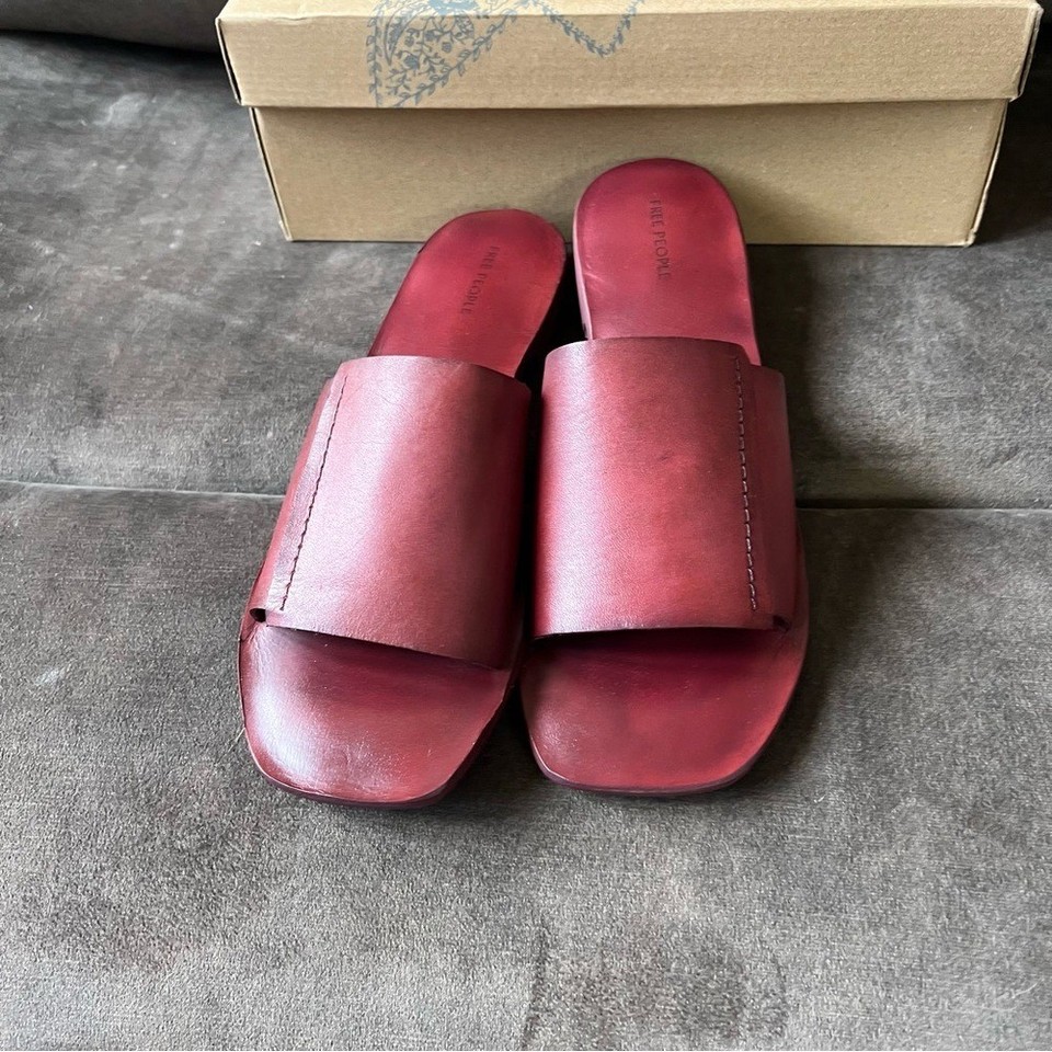 Free People Verona Cherry Cola Slide Sandals | eBay