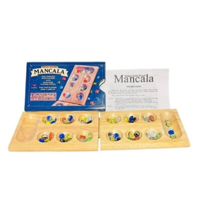 Mancala Game For 2 Cardinal Oak Board Metal Sleeve Gemstones 6 Yrs+ 5 ...