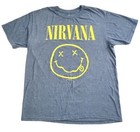 Nirvana band T-SHIRT size Large Regular Short Sleeve in Blue Smiley ...
