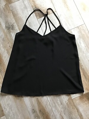 Areopostle Womens Black Semi Sheer Cami Spaghetti Strap Tank Top Sz XS ...