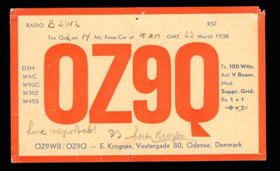 1 x QSL Card Radio Denmark OZ9Q Odense 1938 ≠ Q1324 | eBay