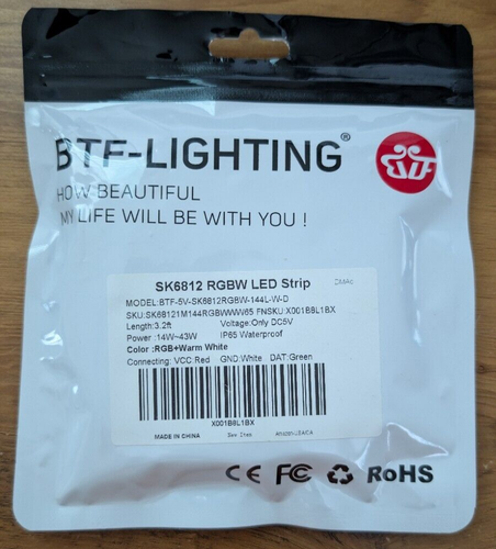 BTF-LIGHTING RGBW RGB+Warm White SK6812 3.3ft 1m 144(2X72) IP65 ...