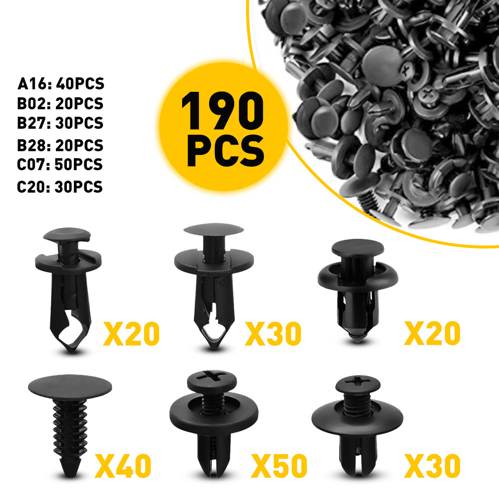 190pcs Universal Car Body Fastener Plastic Clips Rivets Panel Fender ...