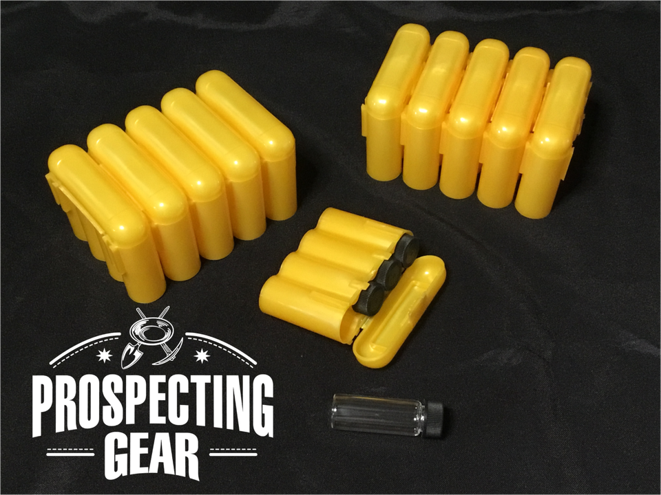 Gold Vial Vault with 4 Glass 1 oz Gold Vials - Carrying Case - Gold ...