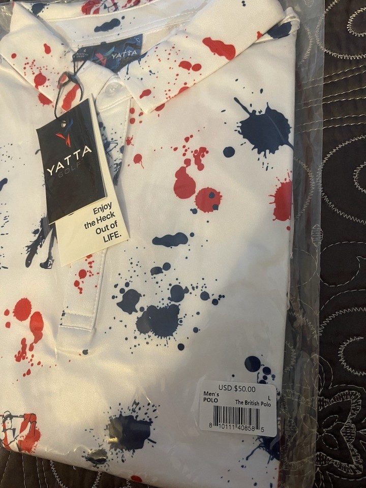 Yatta Golf Polo Shirt Men Large Red White Blue New With Tags! | eBay