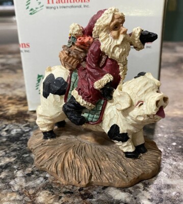 Santa Claus Riding Pig Christmas Figurine-Traditions Wang's ...