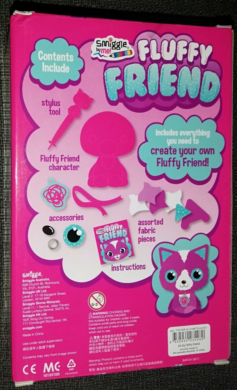 Smiggle Fluffy Friends create decorate your own cuddly soft toy cat ...