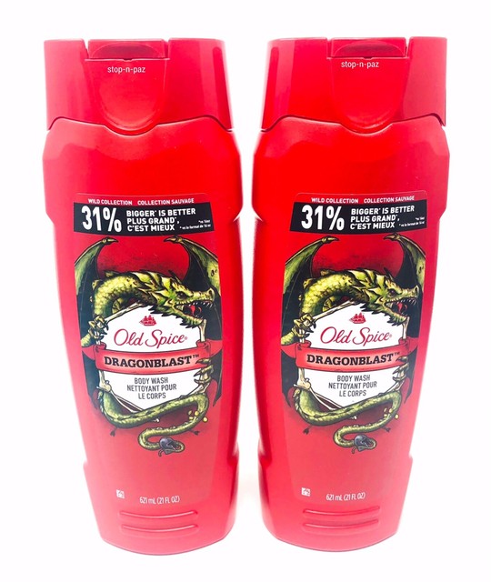 2 Old Spice DRAGONBLAST Wild Collection Body Wash 21oz Bigger Size for ...