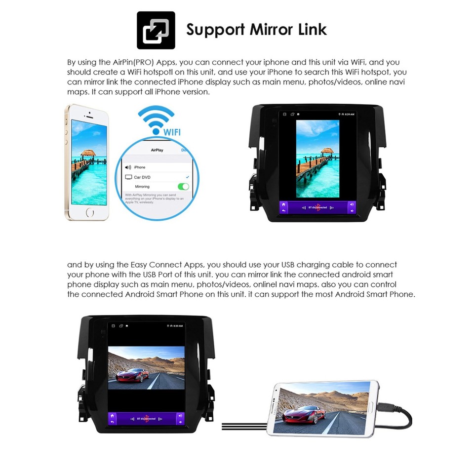 9.7" Android 13 Carplay Car Stereo Radio RDS GPS Navi For Honda Civic ...