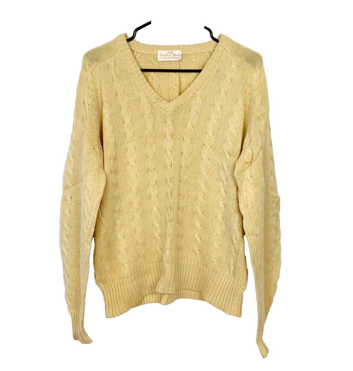 Vintage Countess Mara Jack Henry Cable Knit V-Neck Ye… - Gem