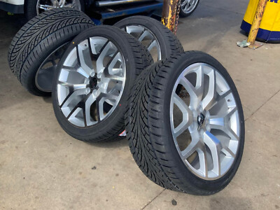 24" HONEYCOMB WHEELS TIRES SILVERMACHINE WITH TIRES 3053524 FOR GMC ...