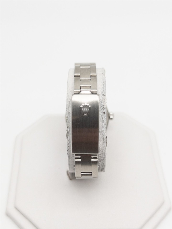 $9000 ROLEX OYSTER PERPETUAL NO HOLES BLACK DIAL SS Ladies Watch ...