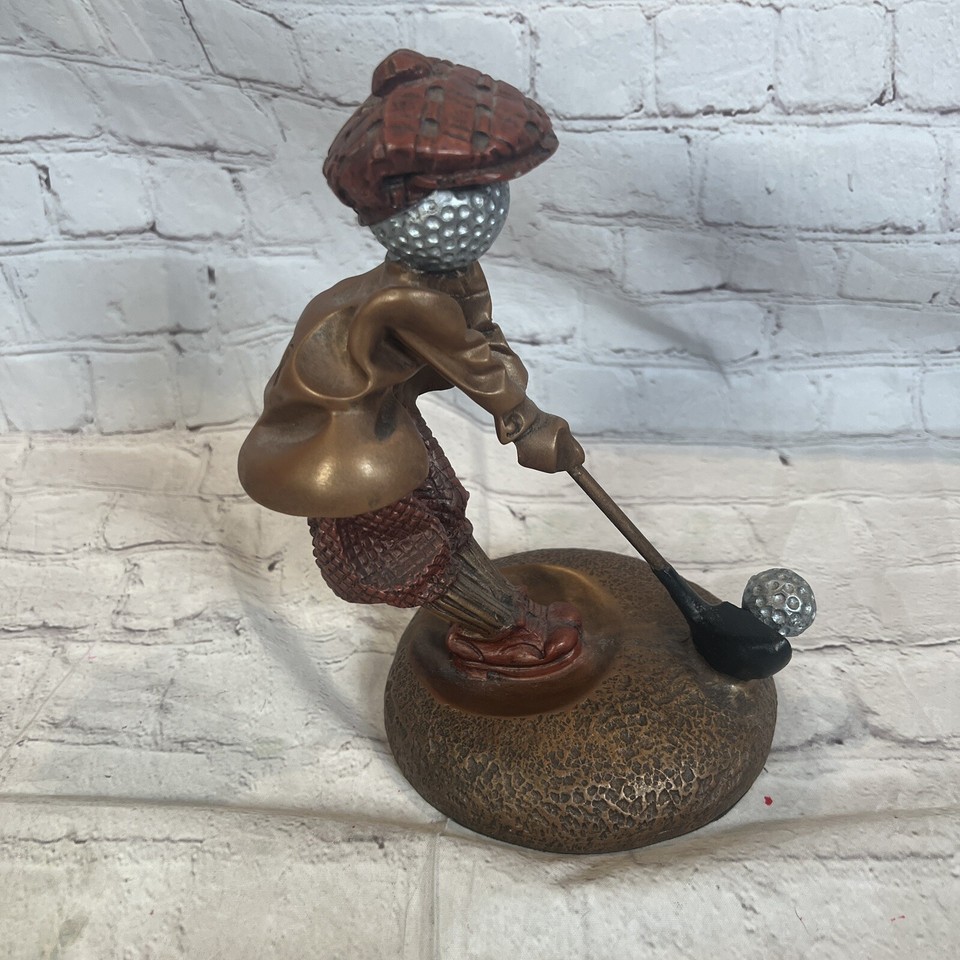 Vintage 1999 Austin Sculpture Bronze Tone Golf Ball Head Golfer See ...