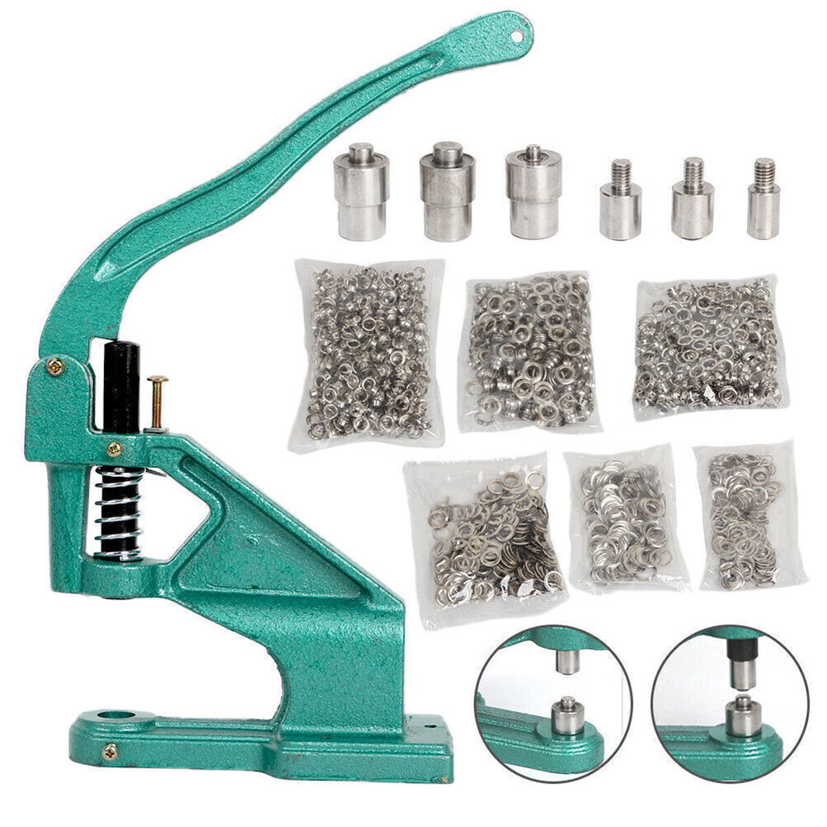 1500PCS 3 Dies Heavy Duty Hand Press 1500 Grommet Eyelet Machine Punch ...