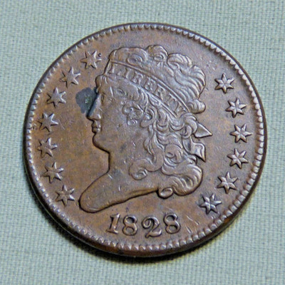 1828 Classic Head United States Half Cent - US 1/2c Copper Penny Coin ...