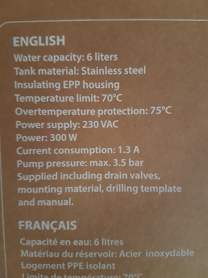 Electric Water 6 Litre Boiler Heater 240V Sanymo Heatek XB-6 Boat ...