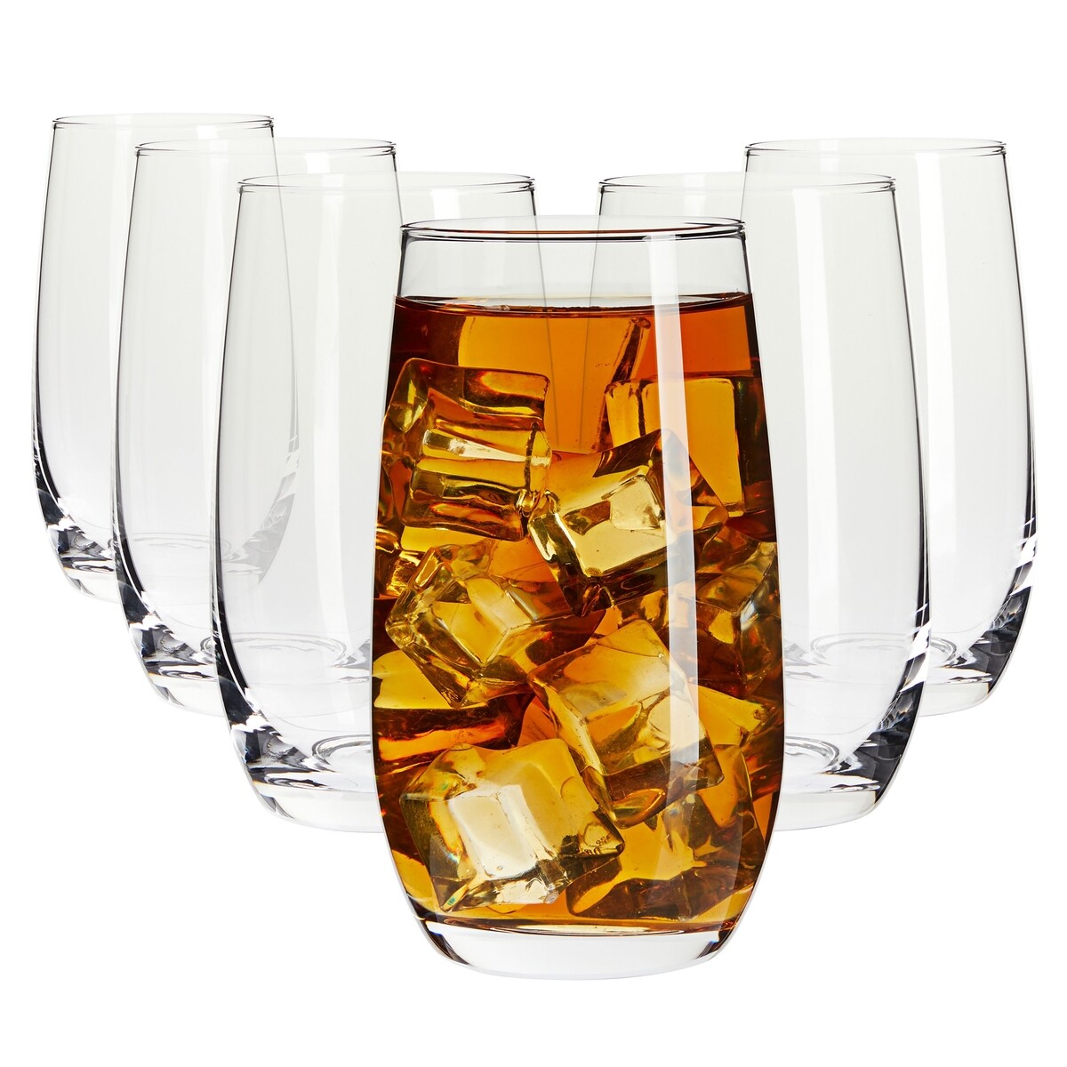 12oz Tall Highball Drinking Glasses Set of 6 for Beer, Cocktails, 2 x 5 ...