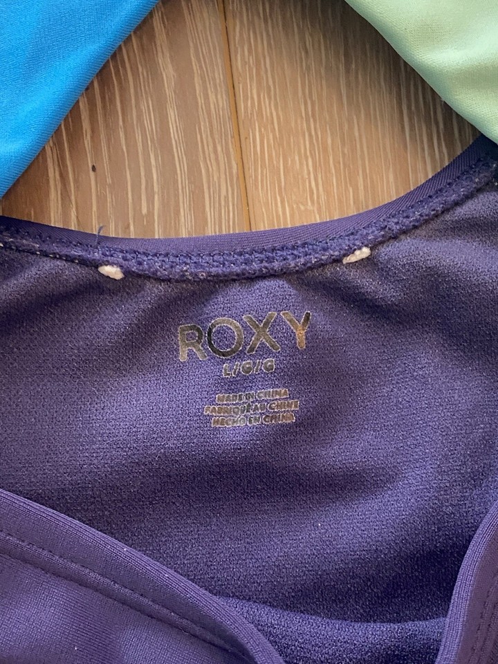 Roxy Women’s Blue Colorblock One Piece Swimsuit Size L Halter Cutouts ...