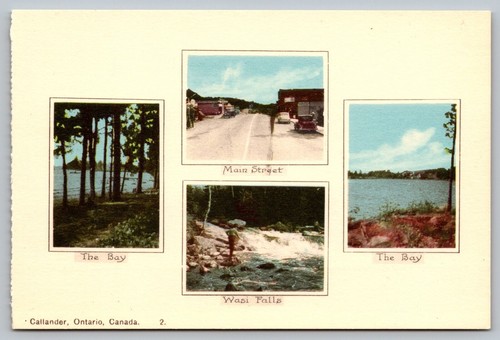 Postcard Ontario Canada Callander Main Street The Bay's And Wasi Falls ...