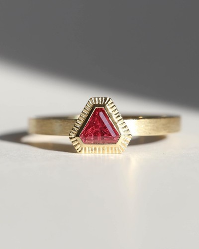 Tourmaline Engagement Ring, 14K Gold Plated Trilliant Shape Wedding ...