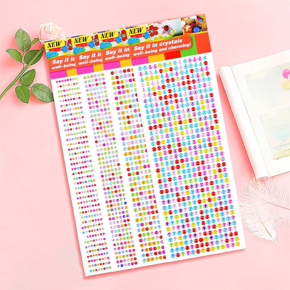 3/4/6mm DIY Rhinestone Stickers Self Adhesive Diamante Crystal Craft ...