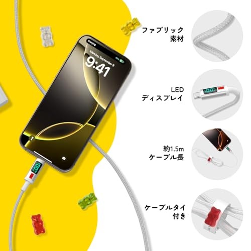 Haribo USB-C Cable 1.5m 100W PD Fast Charge LED Display USB 2.0 Gummy ...