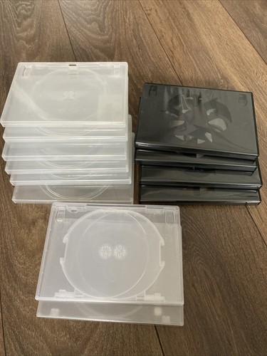 12 X Empty Blank DVD Cases Various Clear/black Inc 11 X Single, 1 X 4 ...