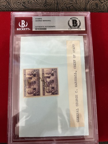 GEORGE C. MARSHALL Authentic Autograph On Stamps Beckett Authentication ...