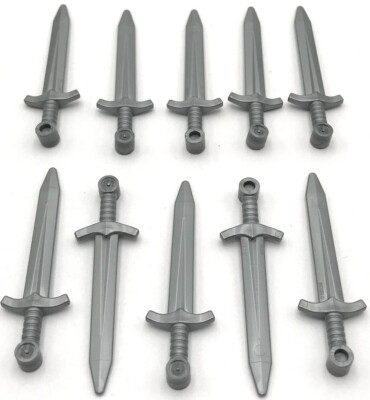 Lego 10 New Dark Bluish Gray Minifigure Weapon Swords Greatsword ...