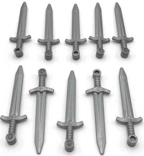 Lego 10 New Dark Bluish Gray Minifigure Weapon Swords Greatsword ...