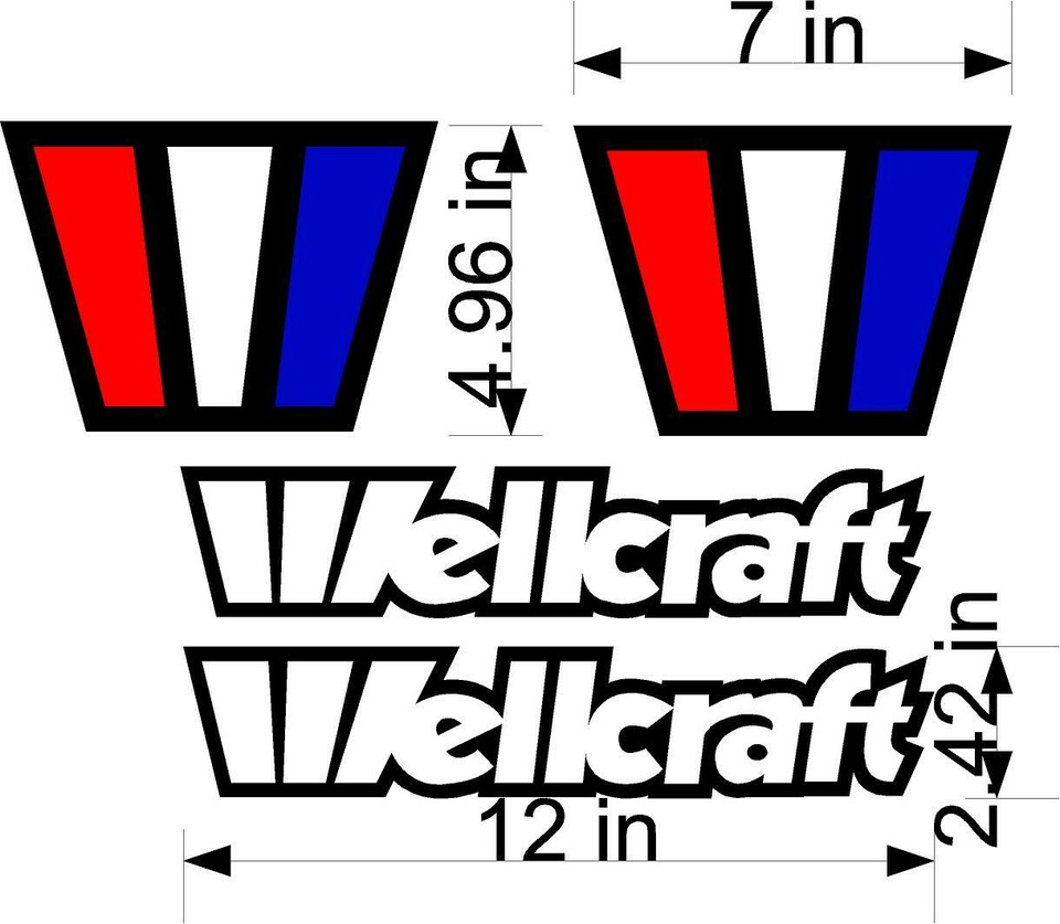 Set of (4) Wellcraft Boat Decals Scarab Racing Fishing Vintage WC01 | eBay